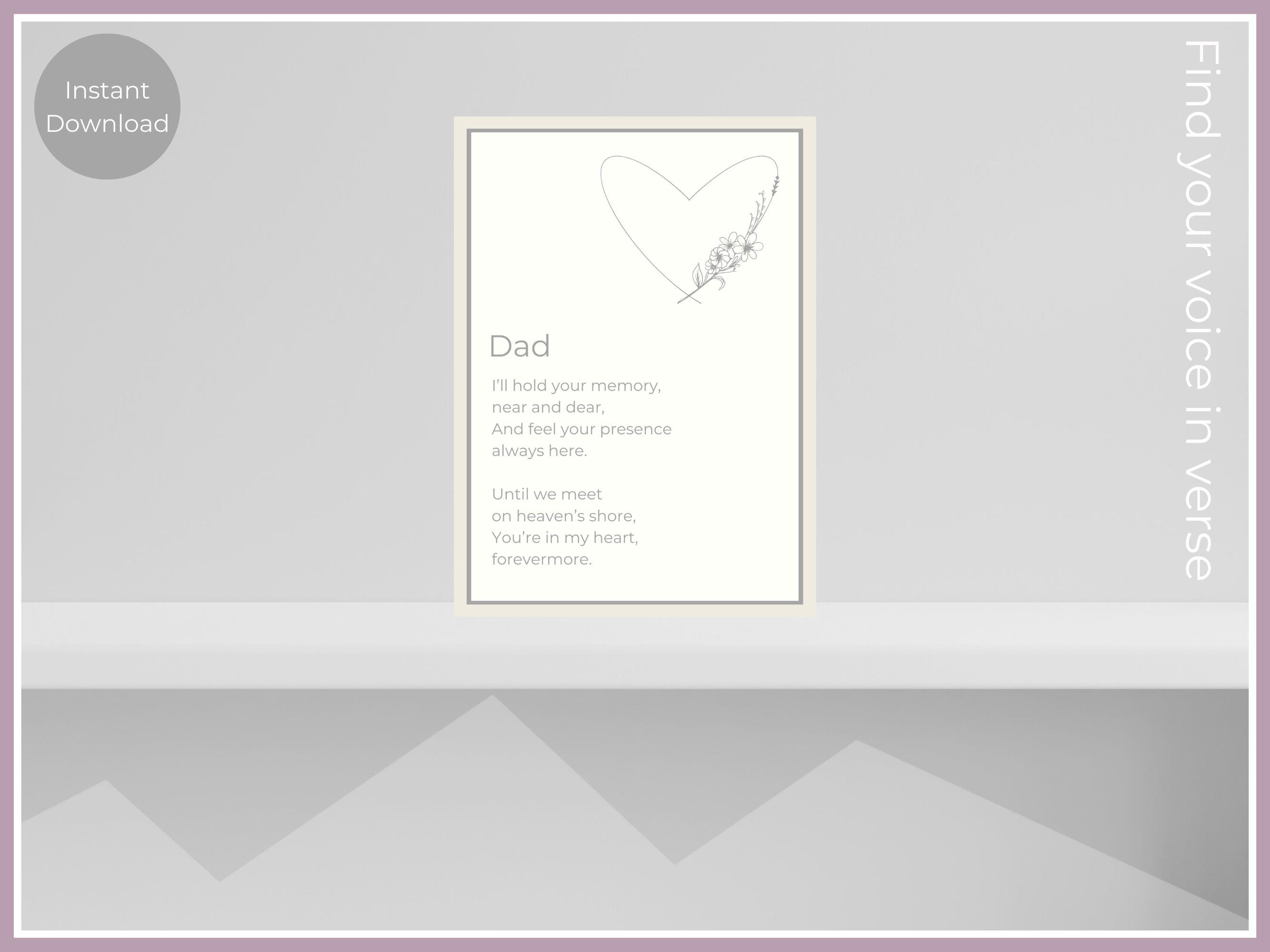 In Memory of Dad Funeral Poems for Father Tribute to Dad Poem Print ...