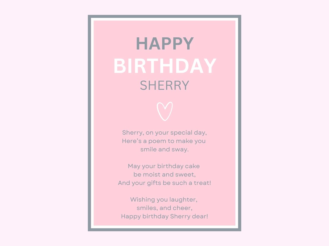 Sherry Birthday Poem Custom Poem Instant Download Personalized Poem for ...