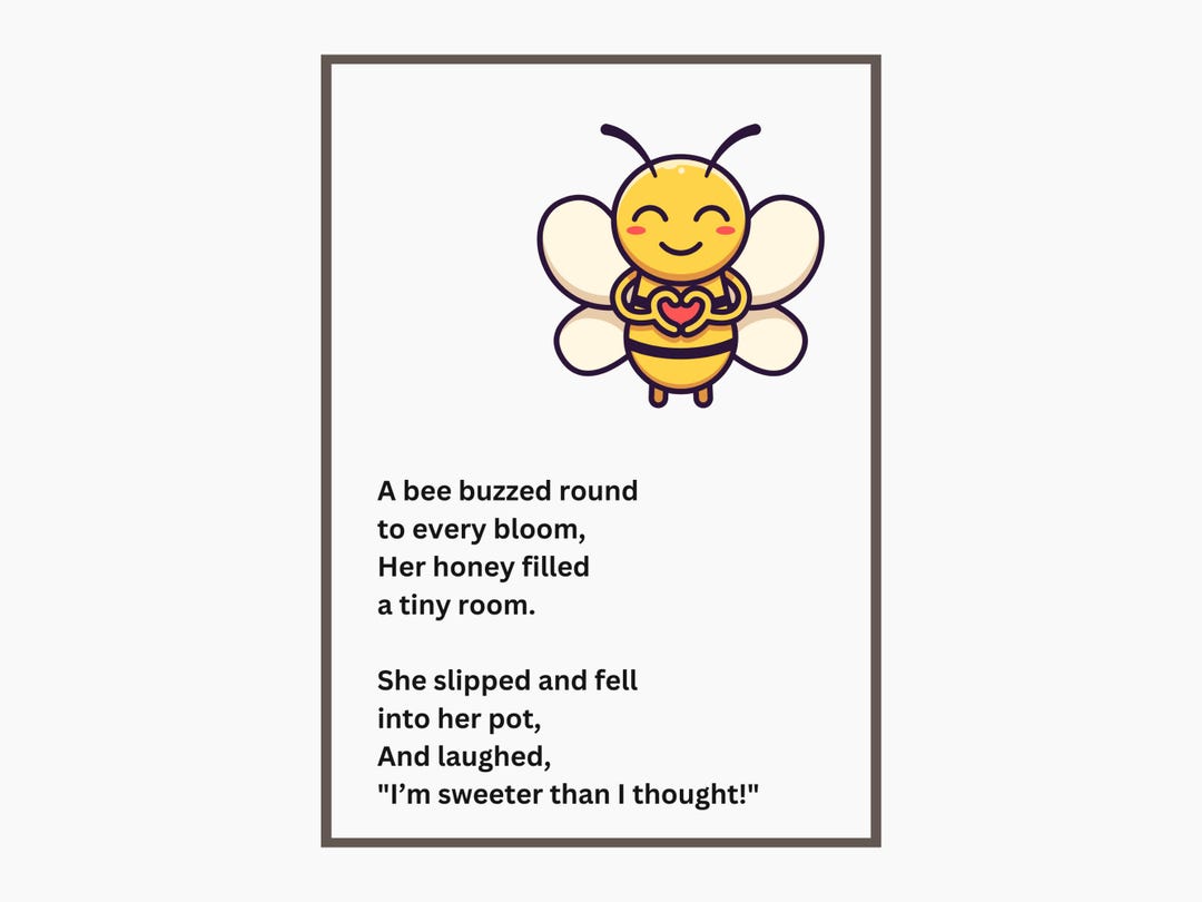 Children's Rhymes Printable Funny Animal Poem for Kids Instant Download ...