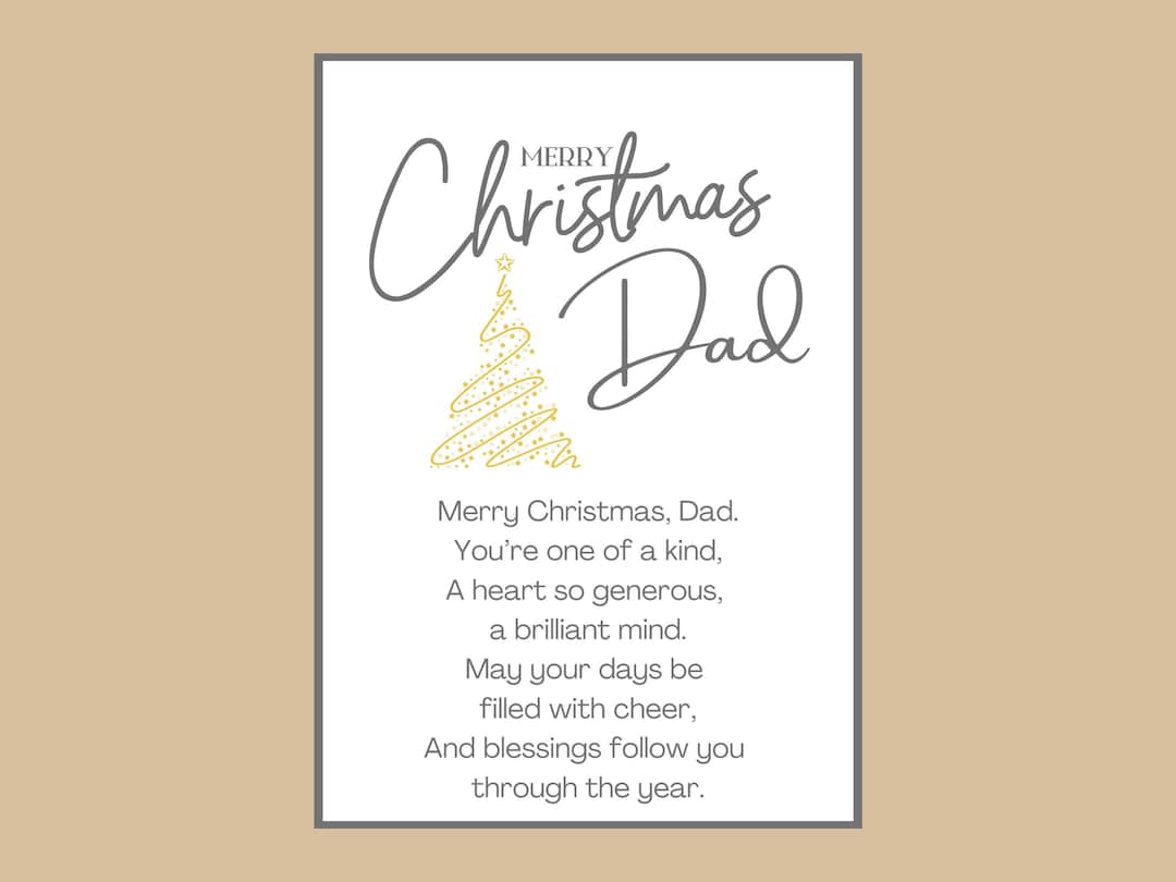 Christmas Poem for Dad Christmas Poem Print Merry Christmas Dad Poems ...