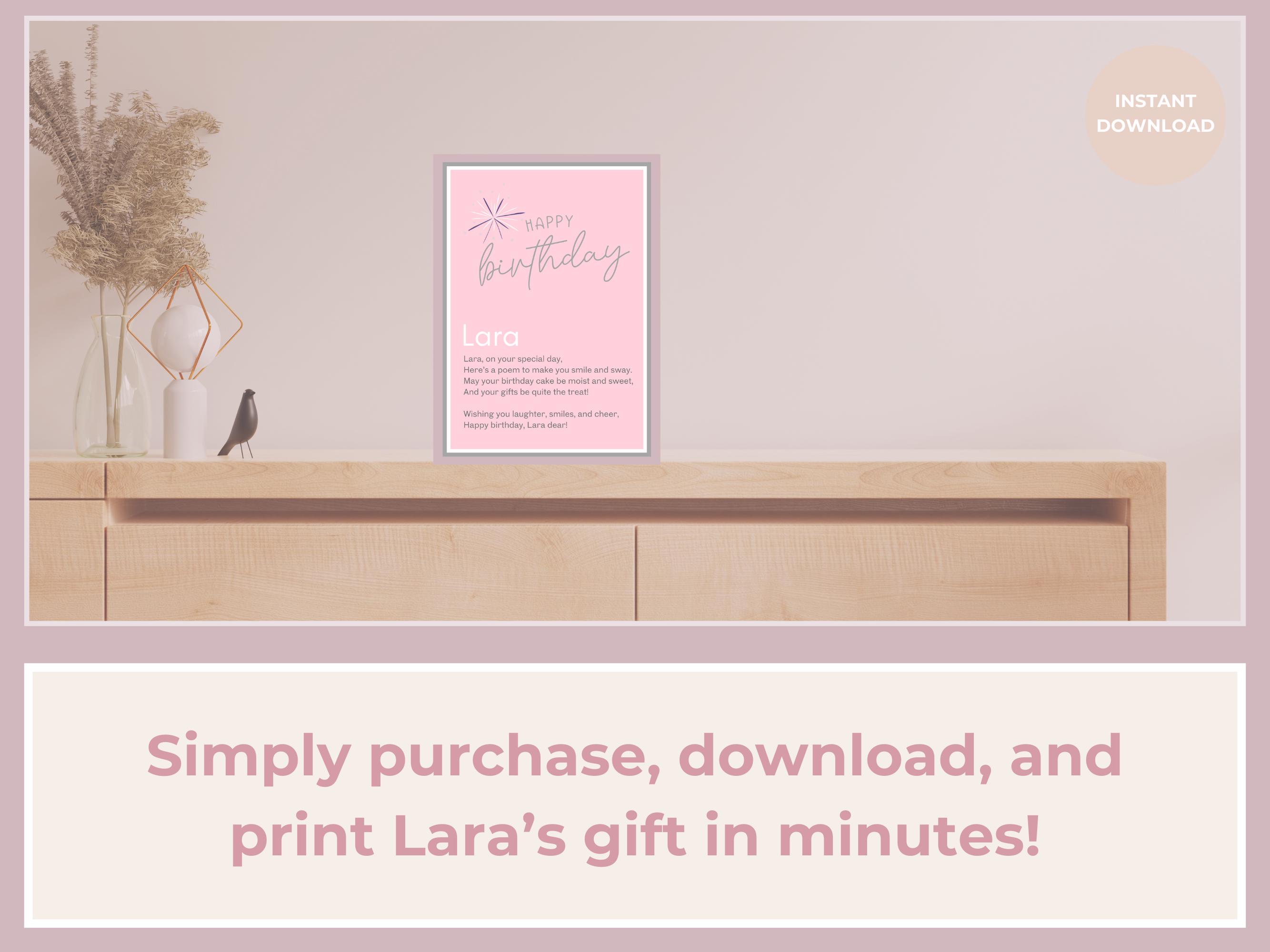 Lara Personalized Birthday Poem Print Birthday Poems Birthday Wishes ...