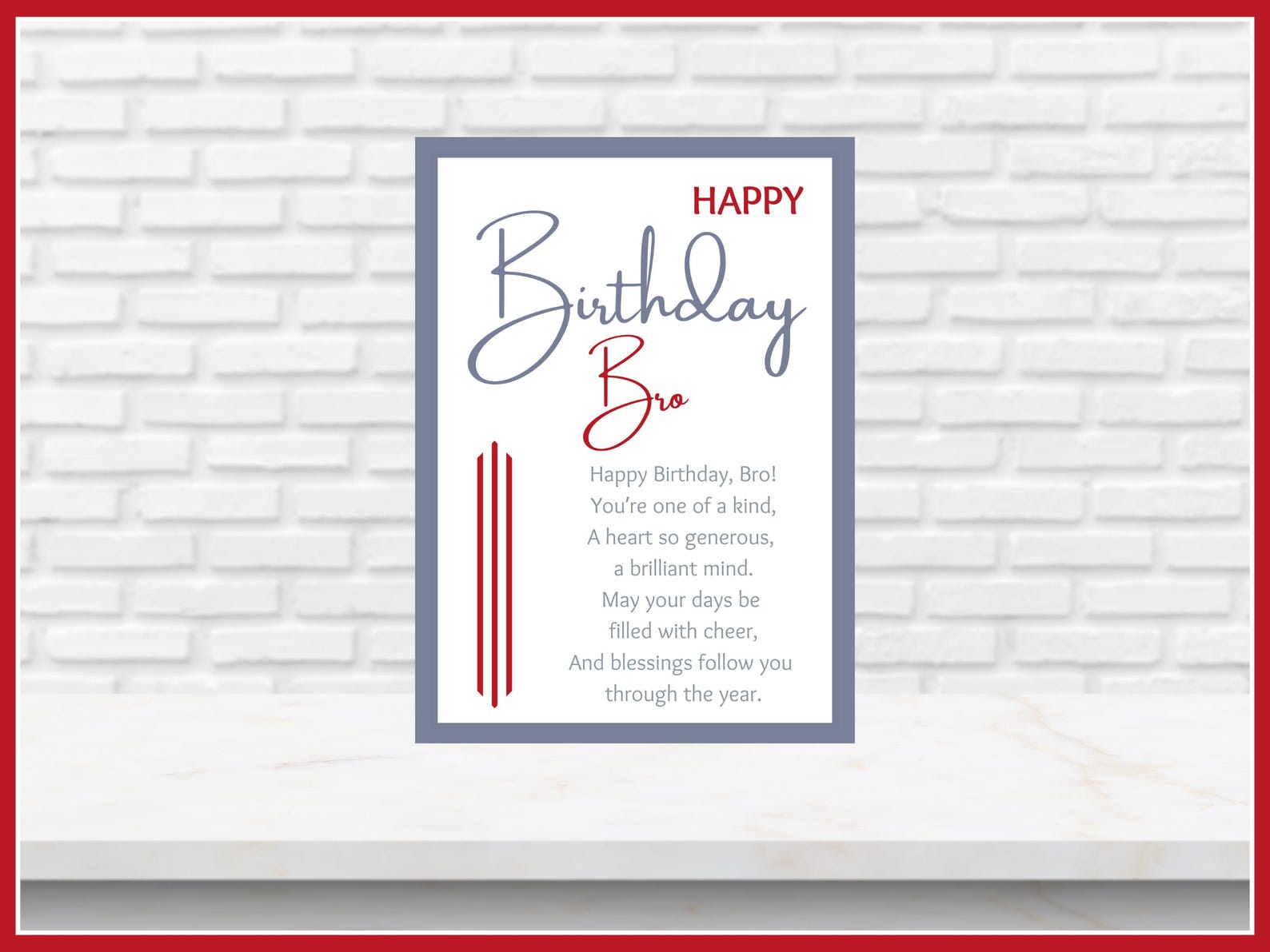 Bro Birthday Poem Printable Perfect Gift for Brother Instant Download ...
