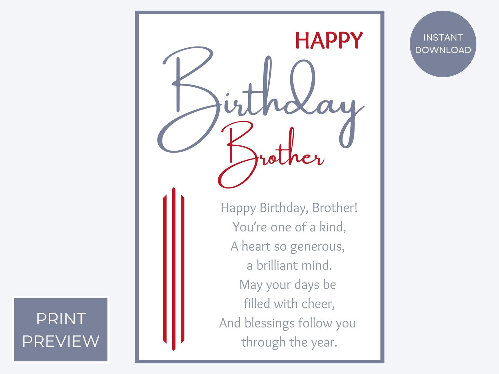 Printable Brother Birthday Poem Make Your Brother's Special Day ...