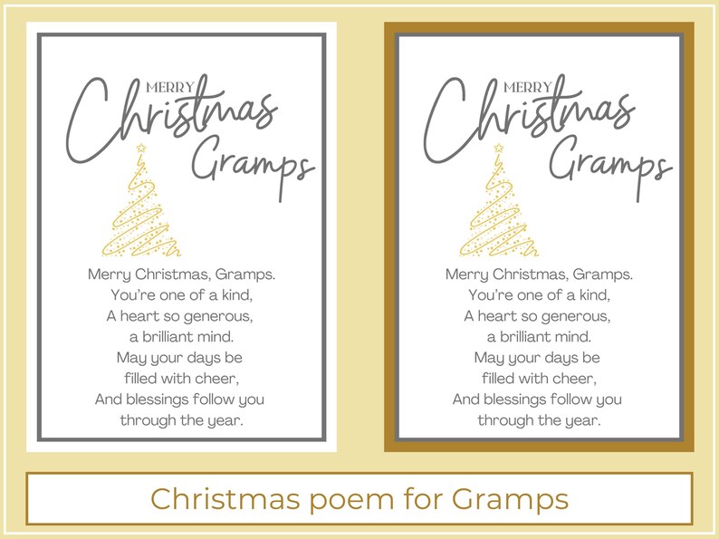 Christmas Poem for Gramps Christmas Poem Print Merry Christmas Gramps ...