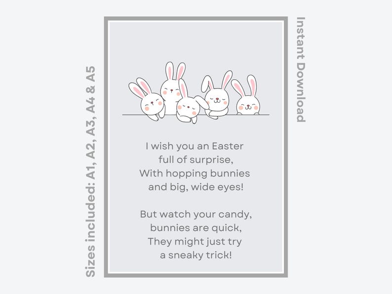 Funny Children's Rhymes Easter Poem Printable for Boys and Girls Easter ...