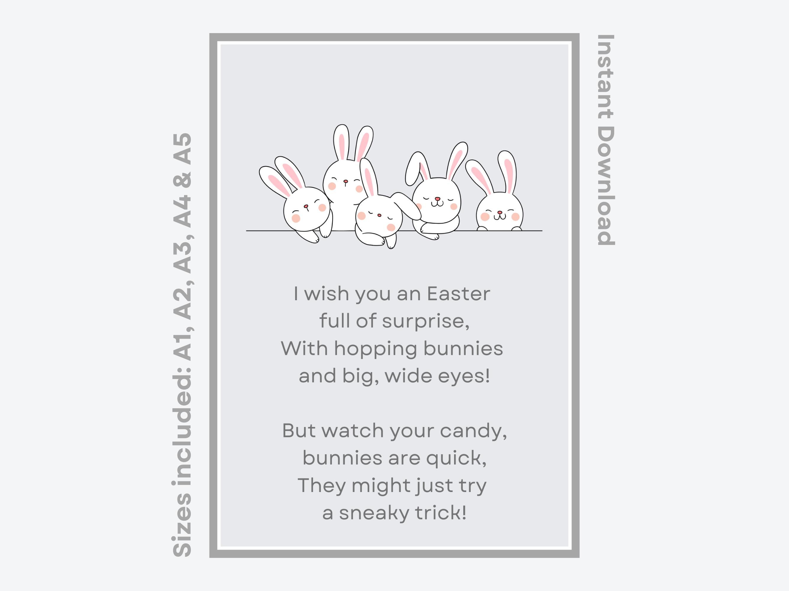 Funny Children's Rhymes Easter Poem Printable for Boys and Girls Easter ...