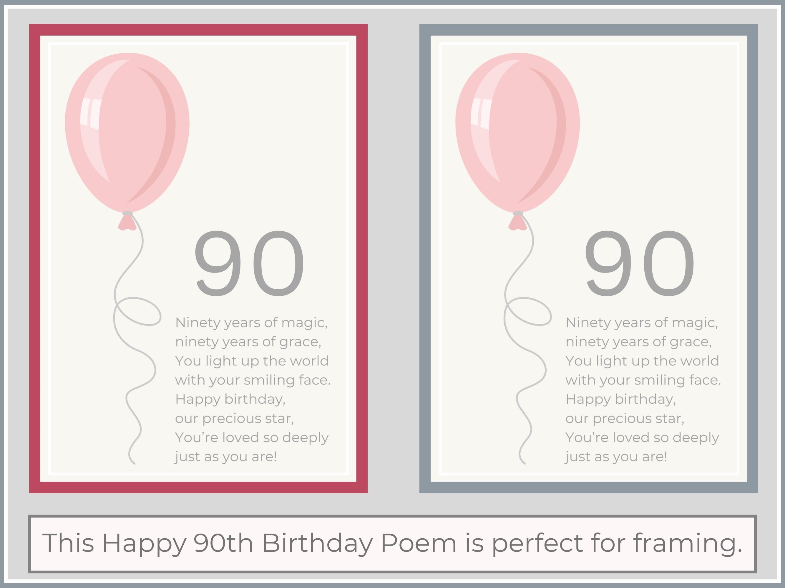 Printable 90th Birthday Poem for Mom Sister Friend Instant Download ...