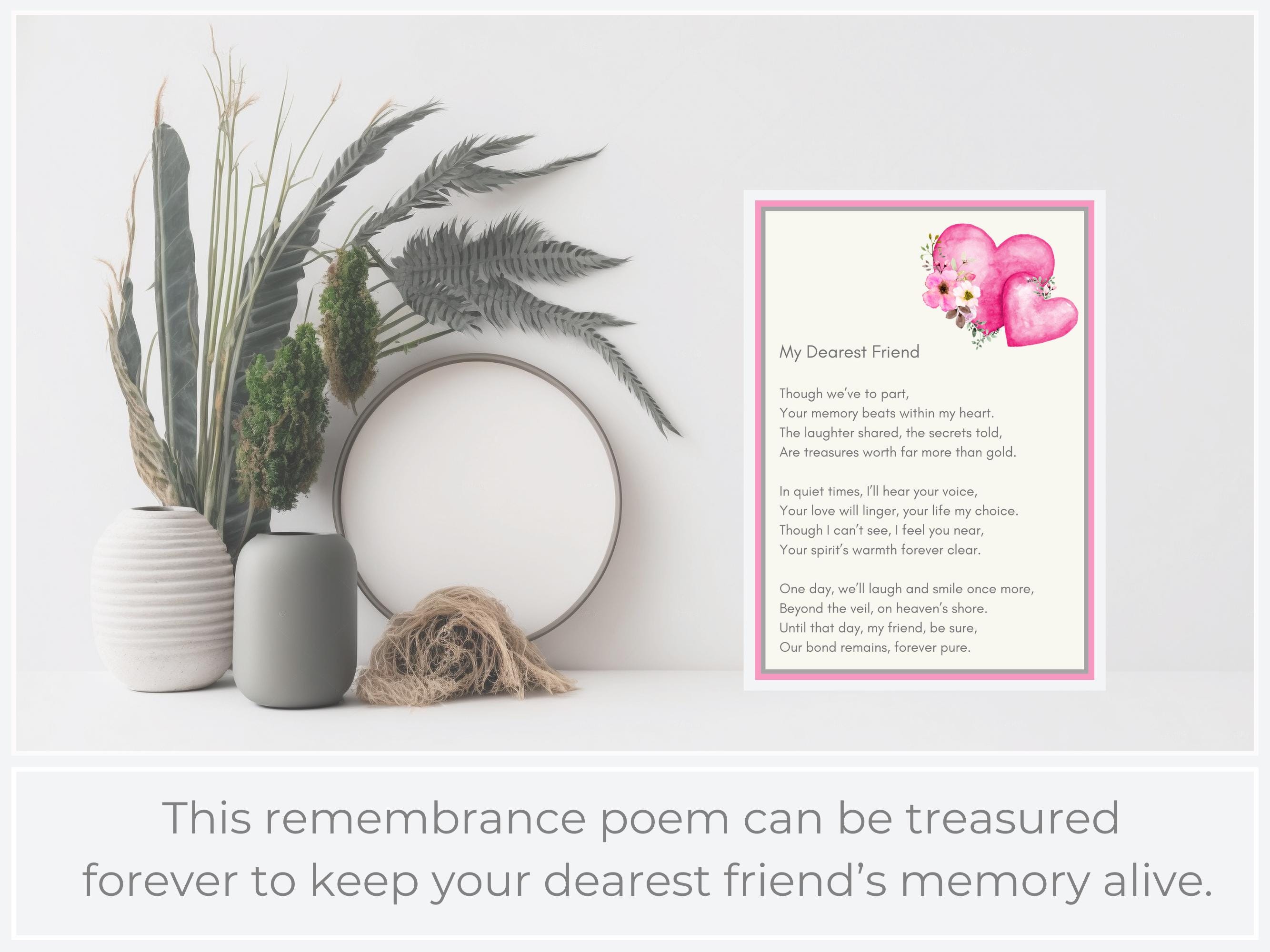 Funeral Poem for Best Friend Printable Instant Download "my Dearest ...
