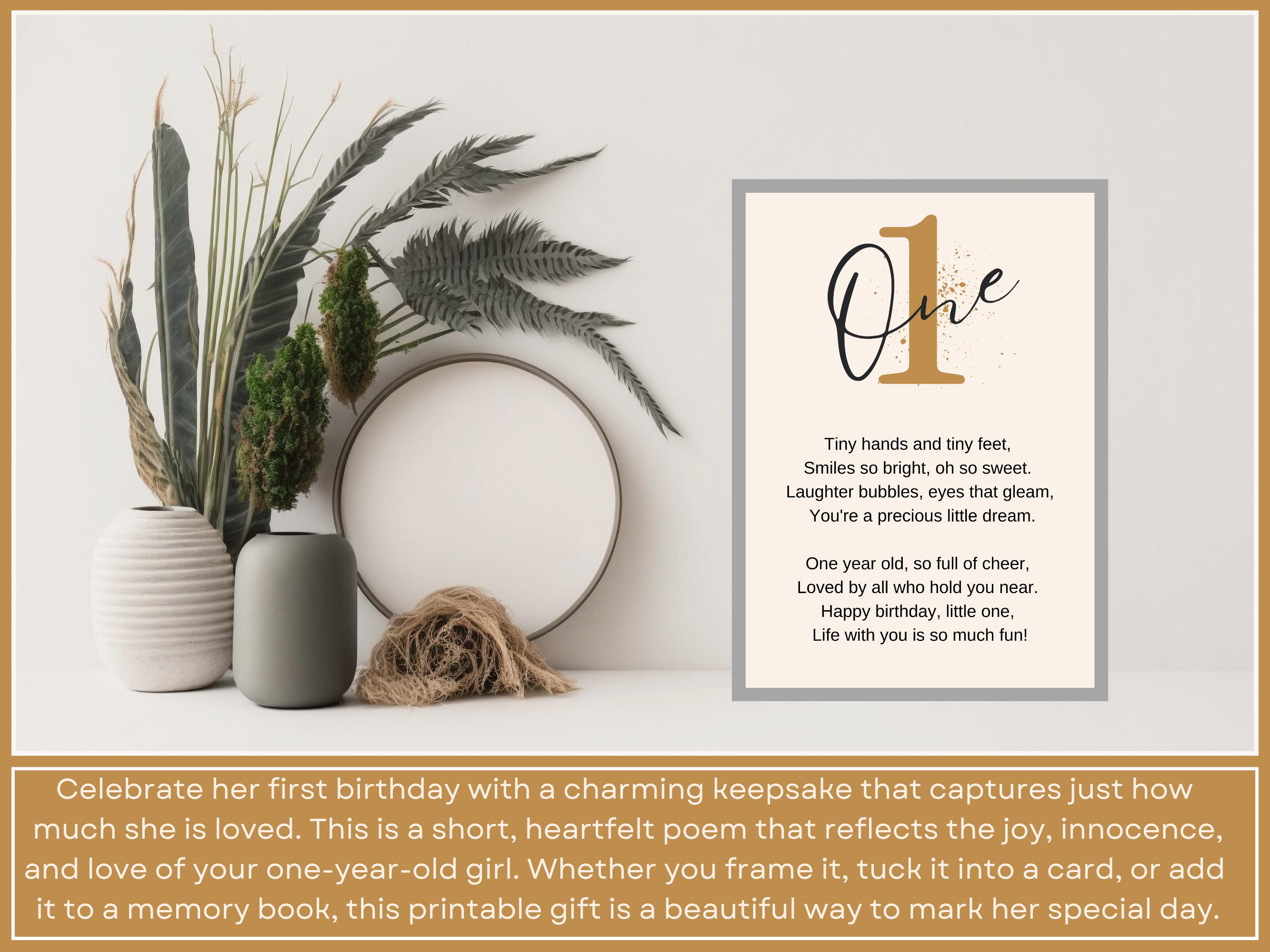 Happy 1st Birthday Poem for Daughter Granddaughter Niece Little Girl ...