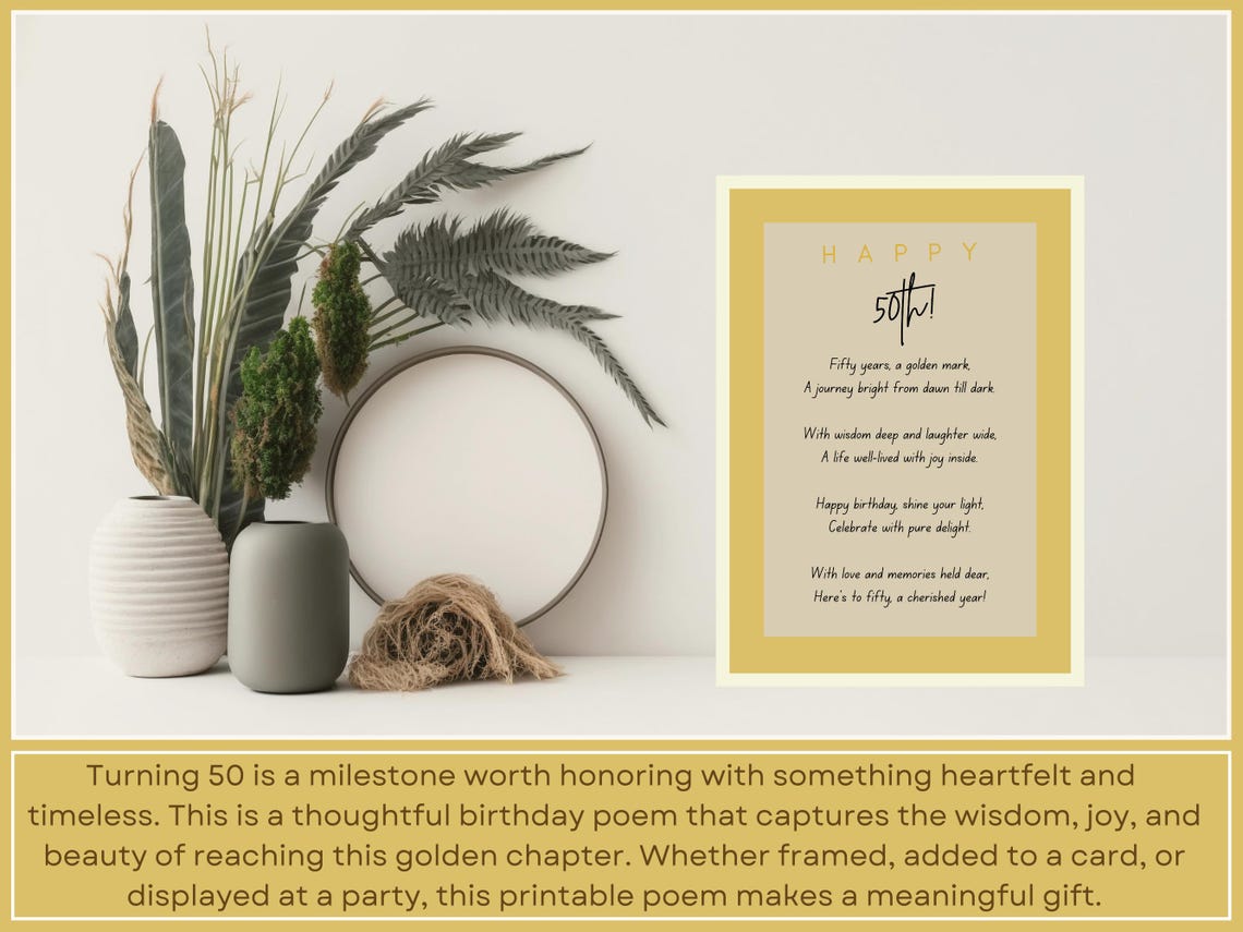 50th Birthday Poem Gift for Him or Her: Meaningful Milestone ...
