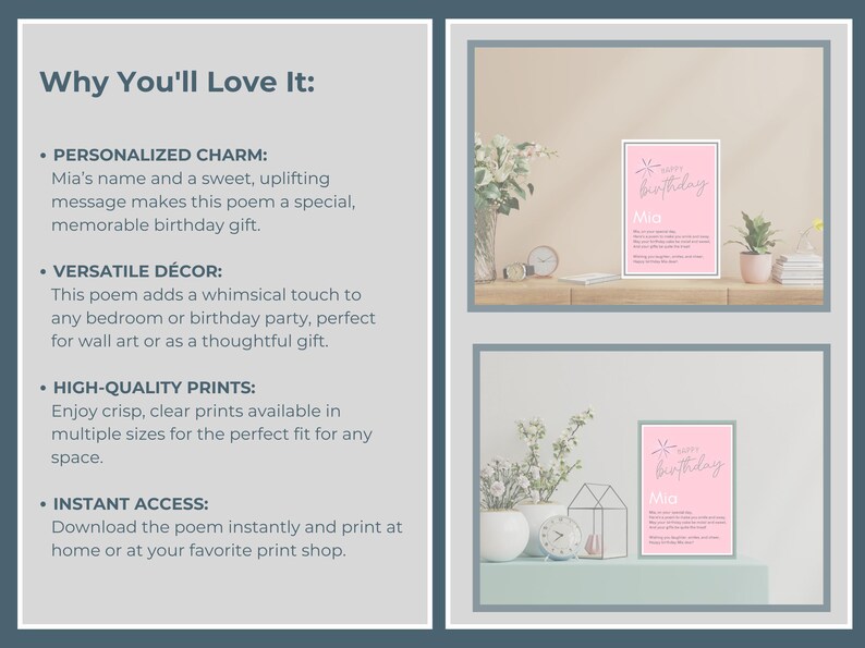 Mia Personalized Birthday Poems Printable Poem for Daughter Poem for ...