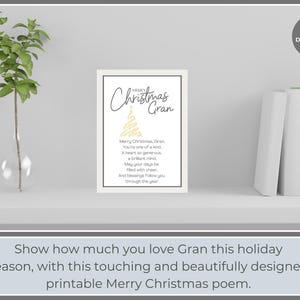 Christmas Poem Print for Gran Christmas Poems for Gran Merry Christmas ...