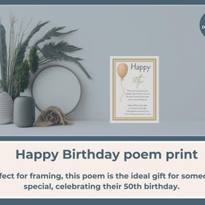 Happy 50th Birthday Poem Print Birthday Poems Printable Poem 50th ...