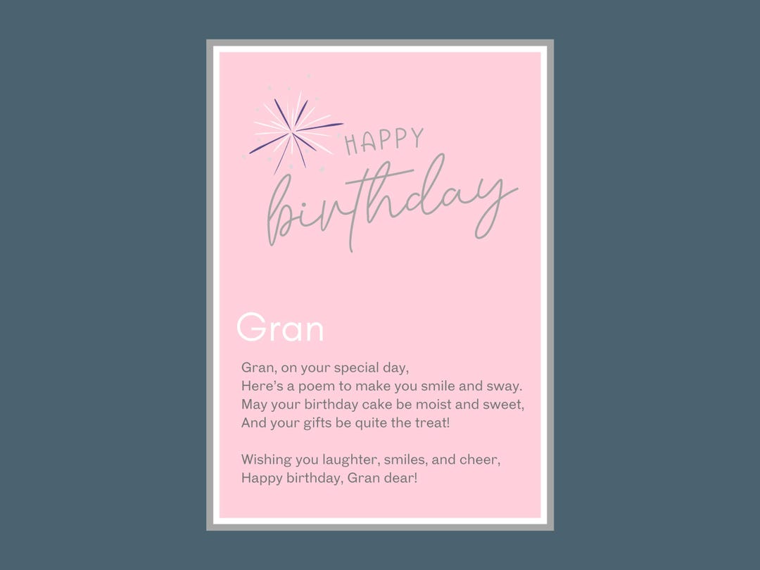 Gran Birthday Poems Happy Birthday Quotes Birthday Printouts Birthday ...