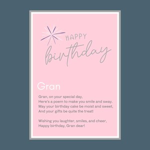 Gran Birthday Poems Happy Birthday Quotes Birthday Printouts Birthday ...