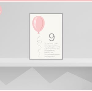 9th Birthday Poem Print for Daughter Granddaughter or Any Little Girl ...