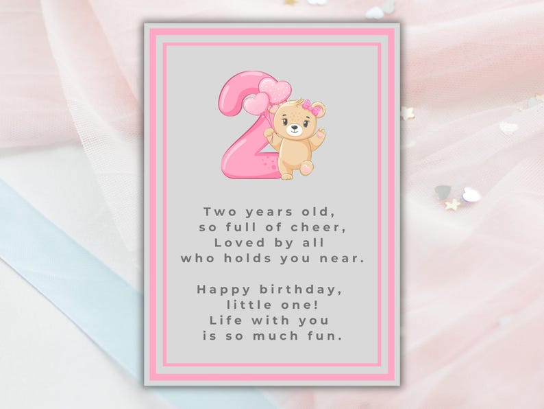 2nd Birthday Poem Printable for Little Girl Instant Download Perfect ...