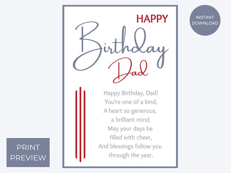 Dad Birthday Poems Happy Birthday Dad Poem Print Birthday Quotes Poems ...