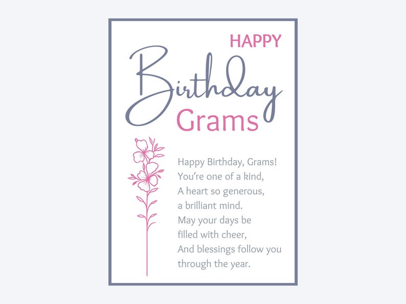 Grams Birthday Poem Printable Instant Download Perfect Gift That Grams ...