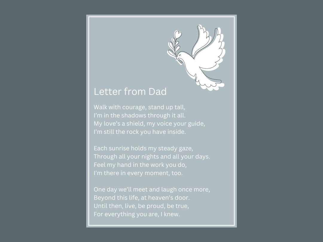Dad Memorial Poem Father Funeral Poem Print letter From Dad Tribute to ...