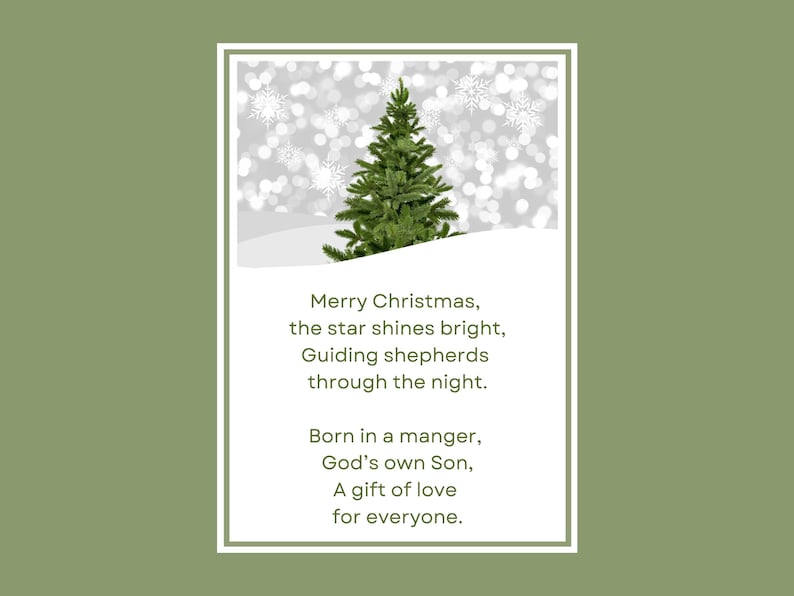 Christian Christmas Poem Print Religious Poems "merry Christmas ...