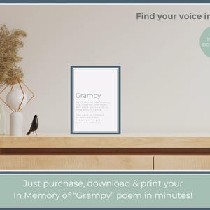 Heartfelt Funeral Poem for Grampy Printable Instant Download Perfect ...