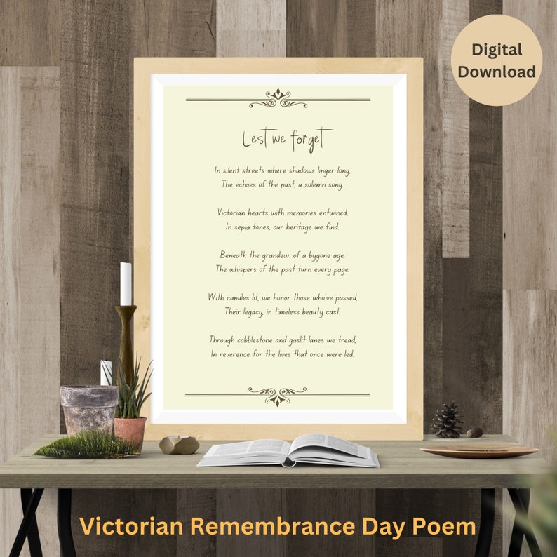 Lest We Forget Victorian Remembrance Day Poem Print Remembrance Gift ...