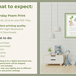 4th Birthday Poem Printable for Little Boy Perfect for Framing and ...