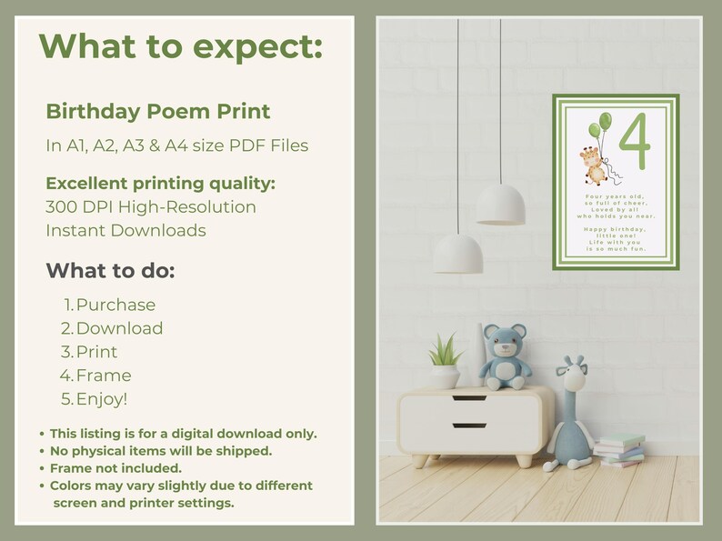 4th Birthday Poem Printable for Little Boy Perfect for Framing and ...