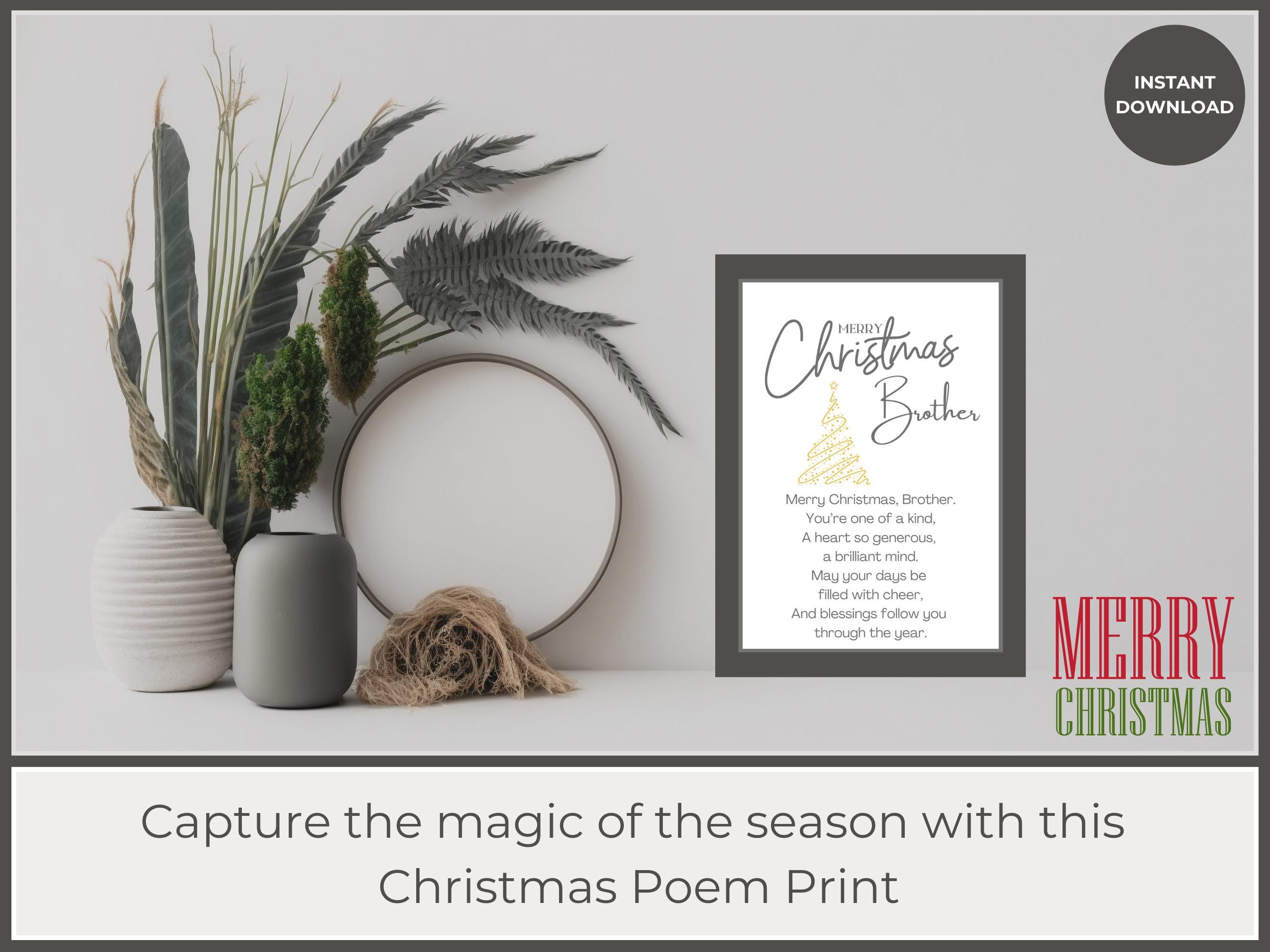 Christmas Poem for Brother Christmas Poem Print Merry Christmas Brother ...