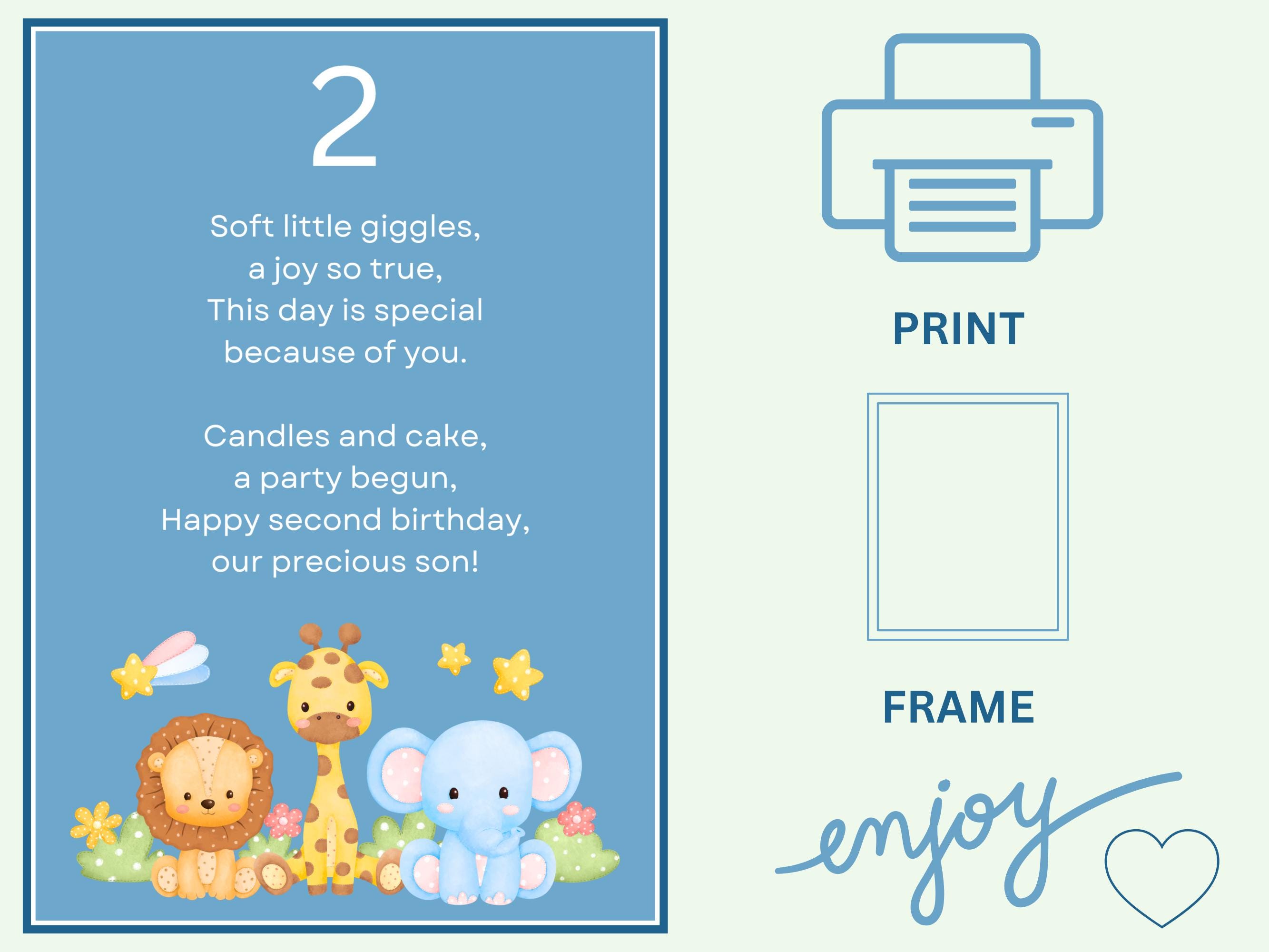 2nd Birthday Poem for Son Print Meaningful Gift Instant Download - Etsy