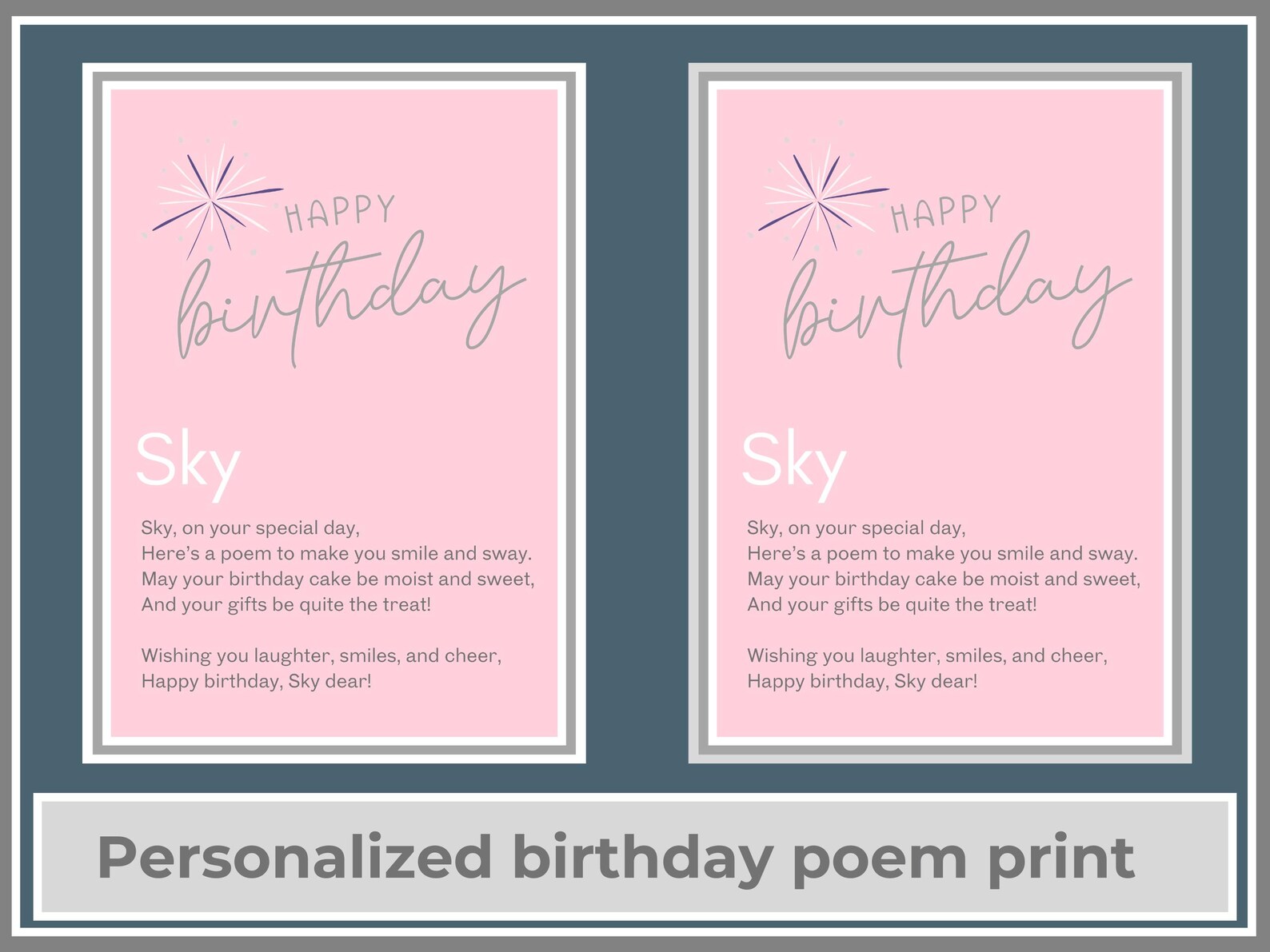 Sky Personalized Birthday Poem Print Happy Birthday Print Personalized ...