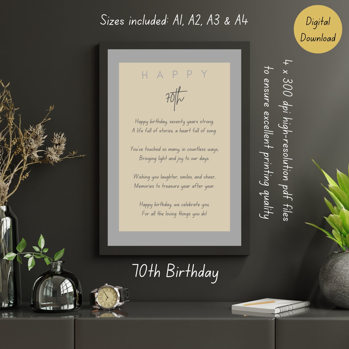 70th Birthday Poem Print Poem for Mom Poem for Dad Poem for Grandma ...