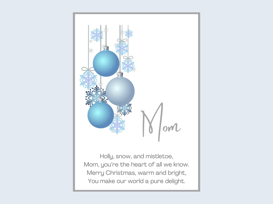 Christmas Poem Print Merry Christmas Mom Poems Christmas Print for Mom ...