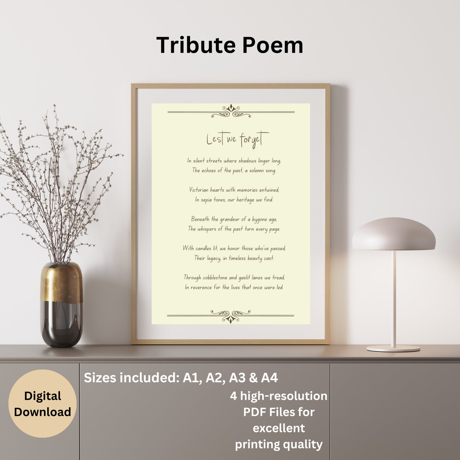 Lest We Forget Victorian Remembrance Day Poem Print Remembrance Gift ...