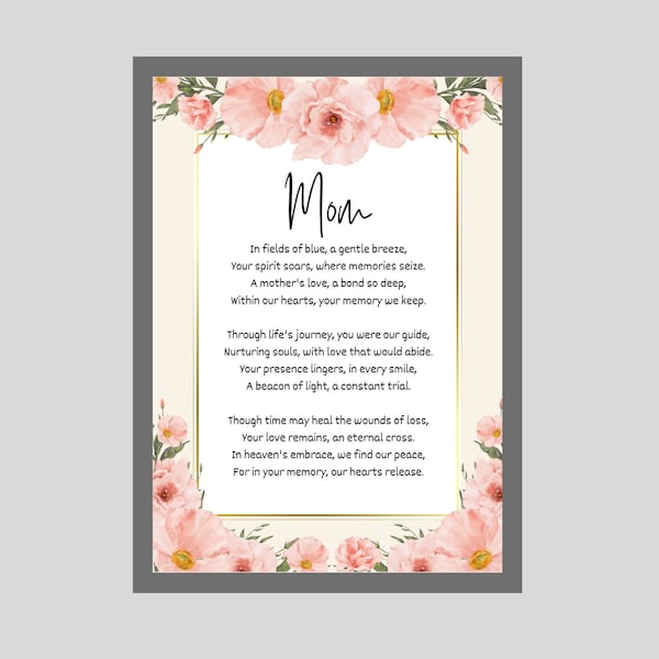 Mum Passing Poem - Etsy