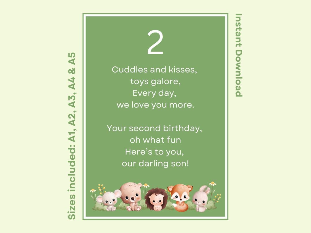 Happy 2nd Birthday Poem for Son Second Birthday Quotes Printable ...