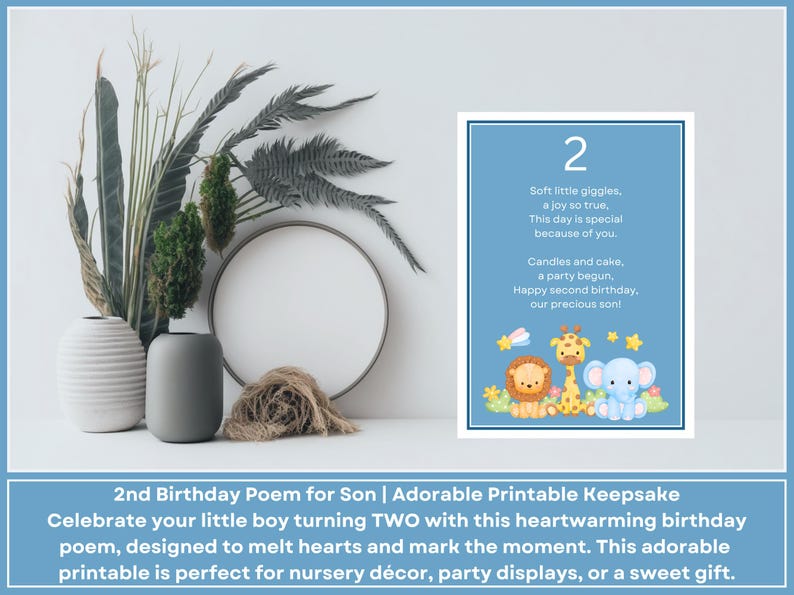 Second Birthday Poem for Son: Keepsake Printable (digital Download) - Etsy