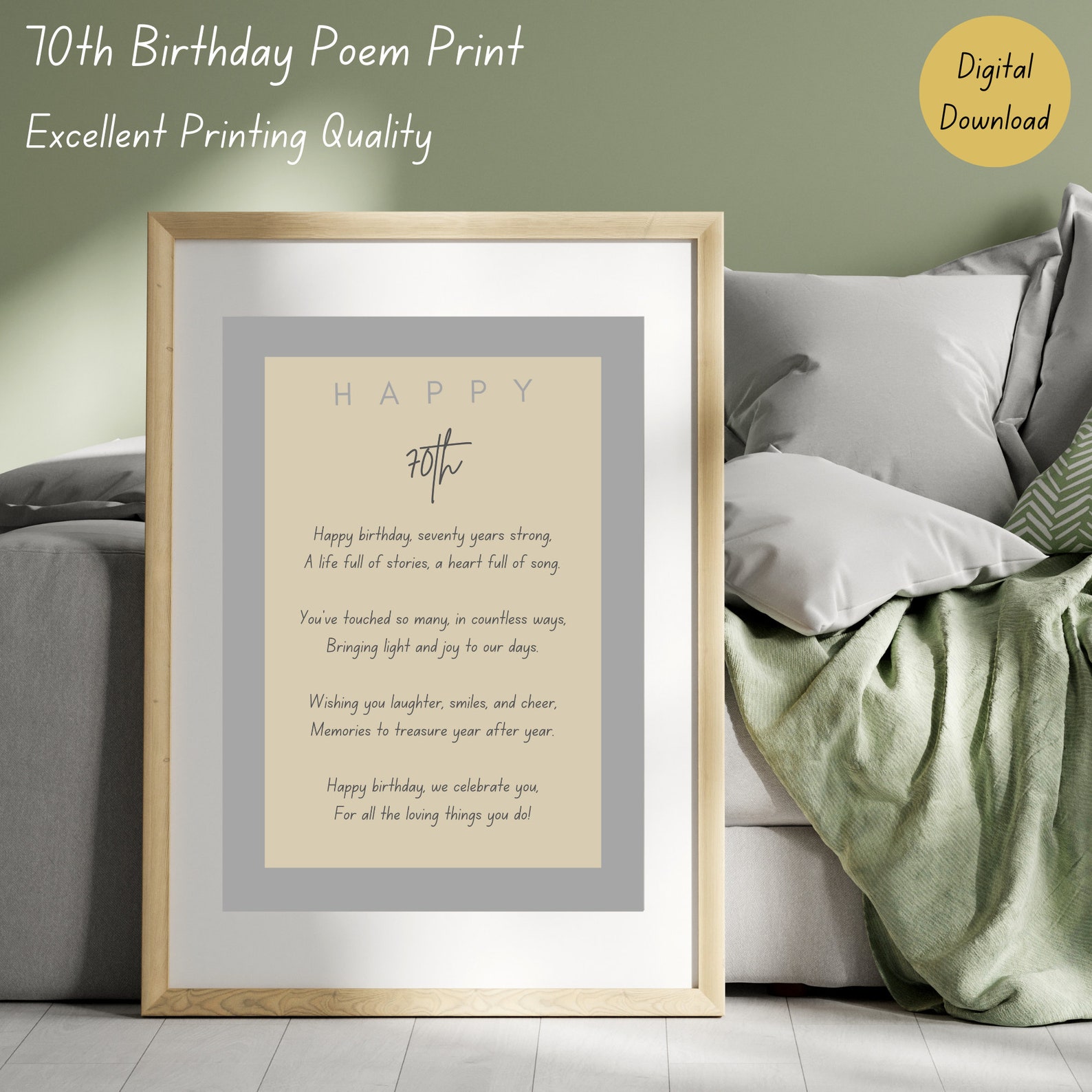 70th Birthday Poem Print Poem for Mom Poem for Dad Poem for Grandma ...