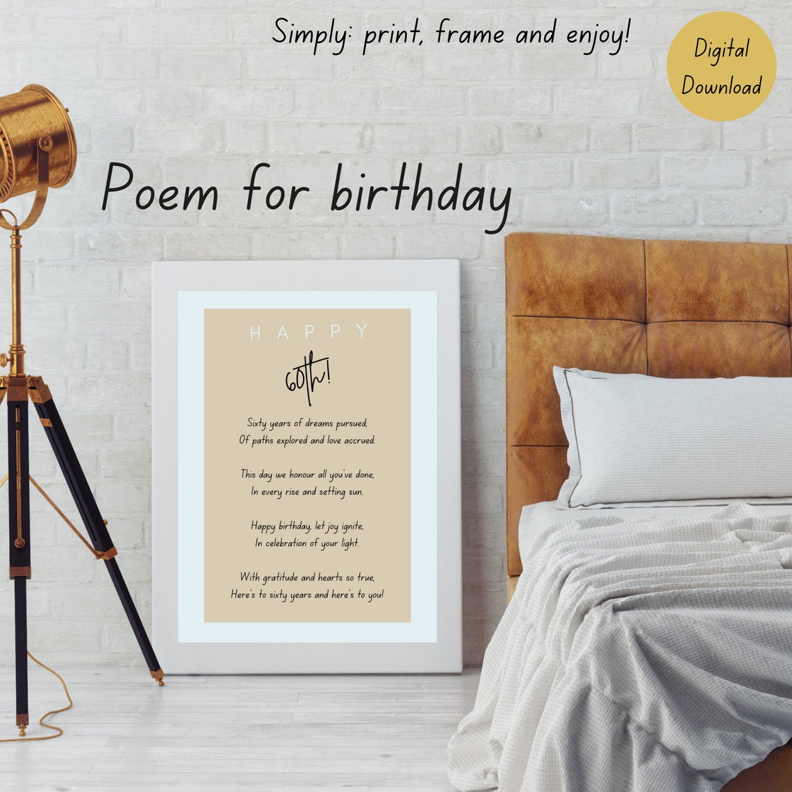 60th Birthday Poem Print Unique Gift for Her Unique Gift for Him ...