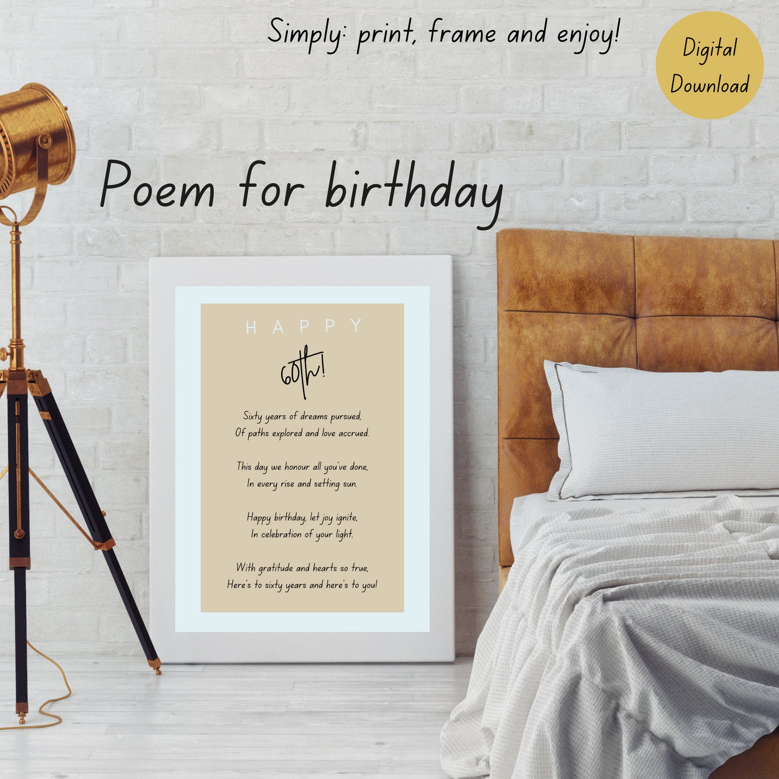 60th Birthday Poem Print Unique Gift for Her Unique Gift for Him ...
