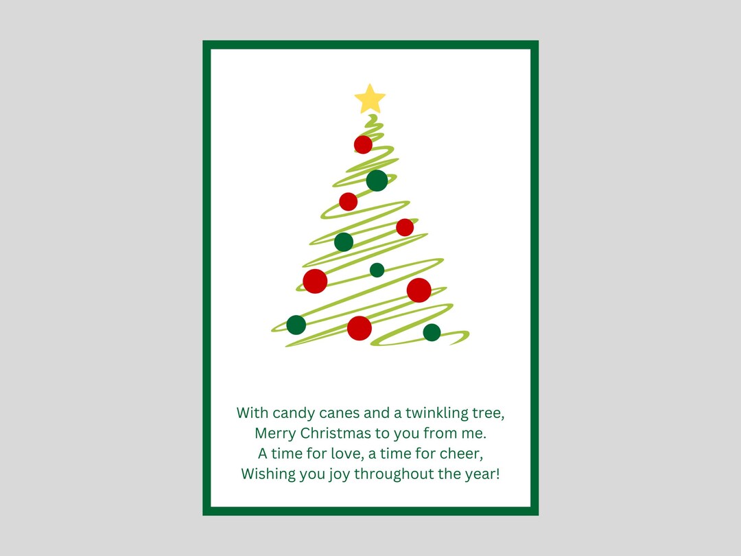 Christmas Poem Print candy Canes and A Twinkling Tree Christmas Poetry ...