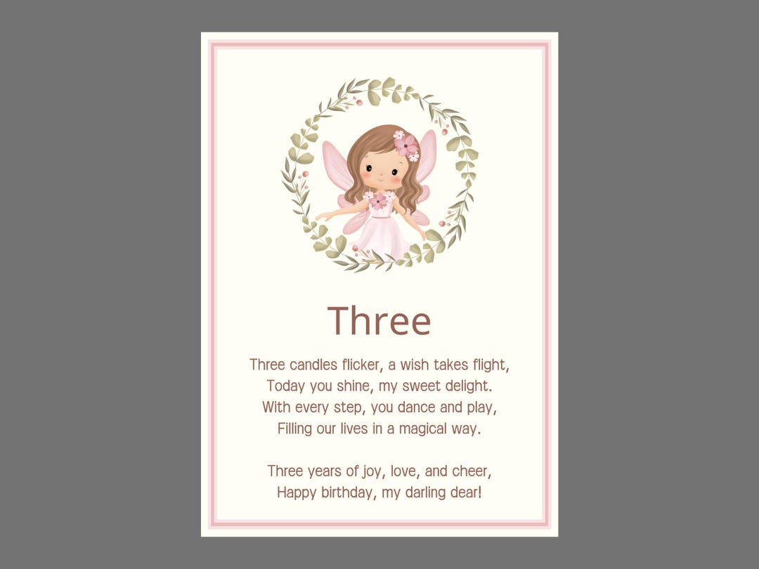 3rd Birthday Poem Print Little Girl Birthday Poems Little Girl Third ...