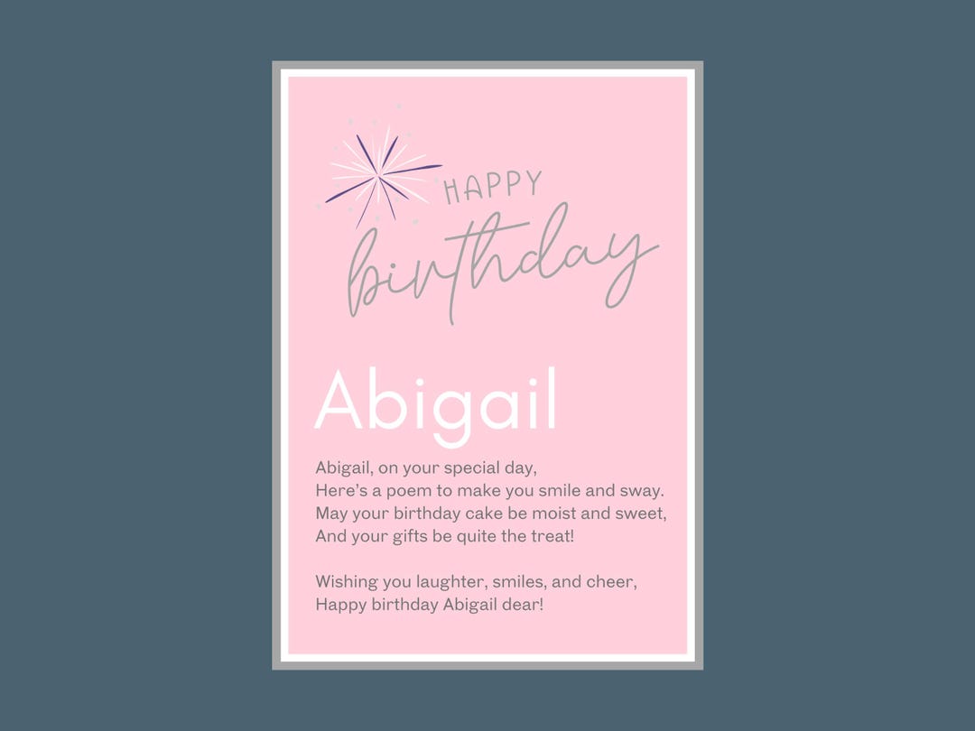 Abigail Personalized Birthday Poem Print Birthday Poems for Daughter ...