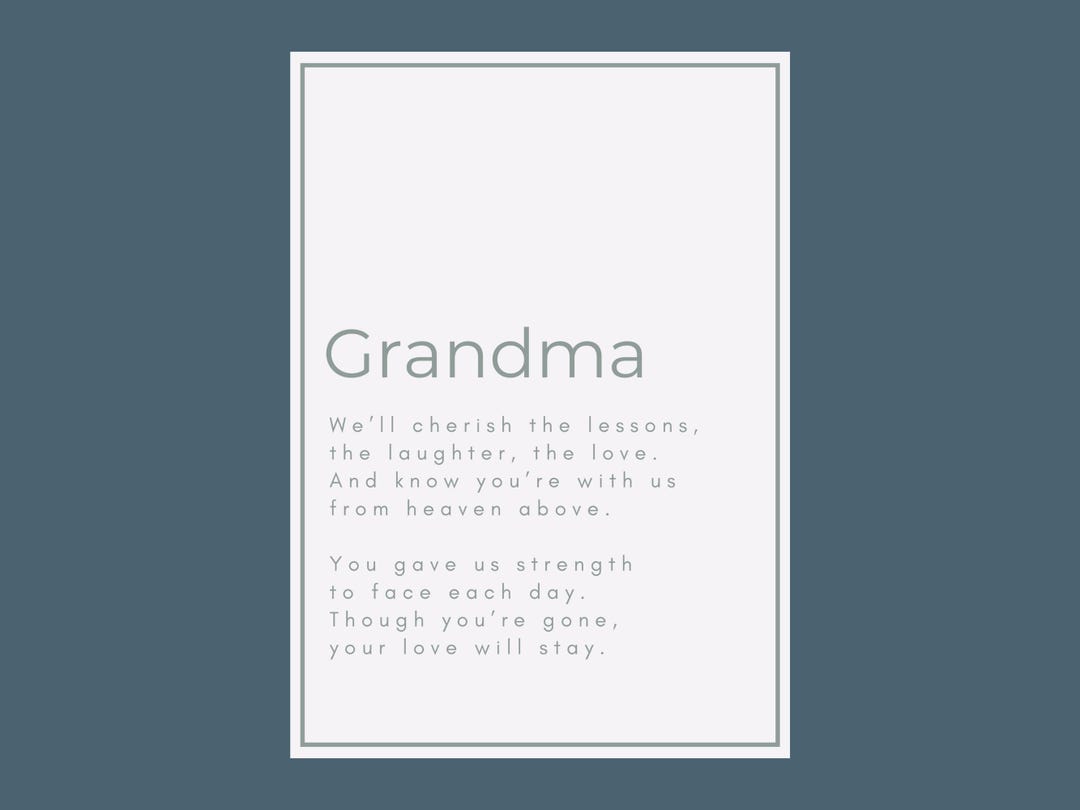 Memorial Poem for Grandma Printable Instant Download Perfect for ...