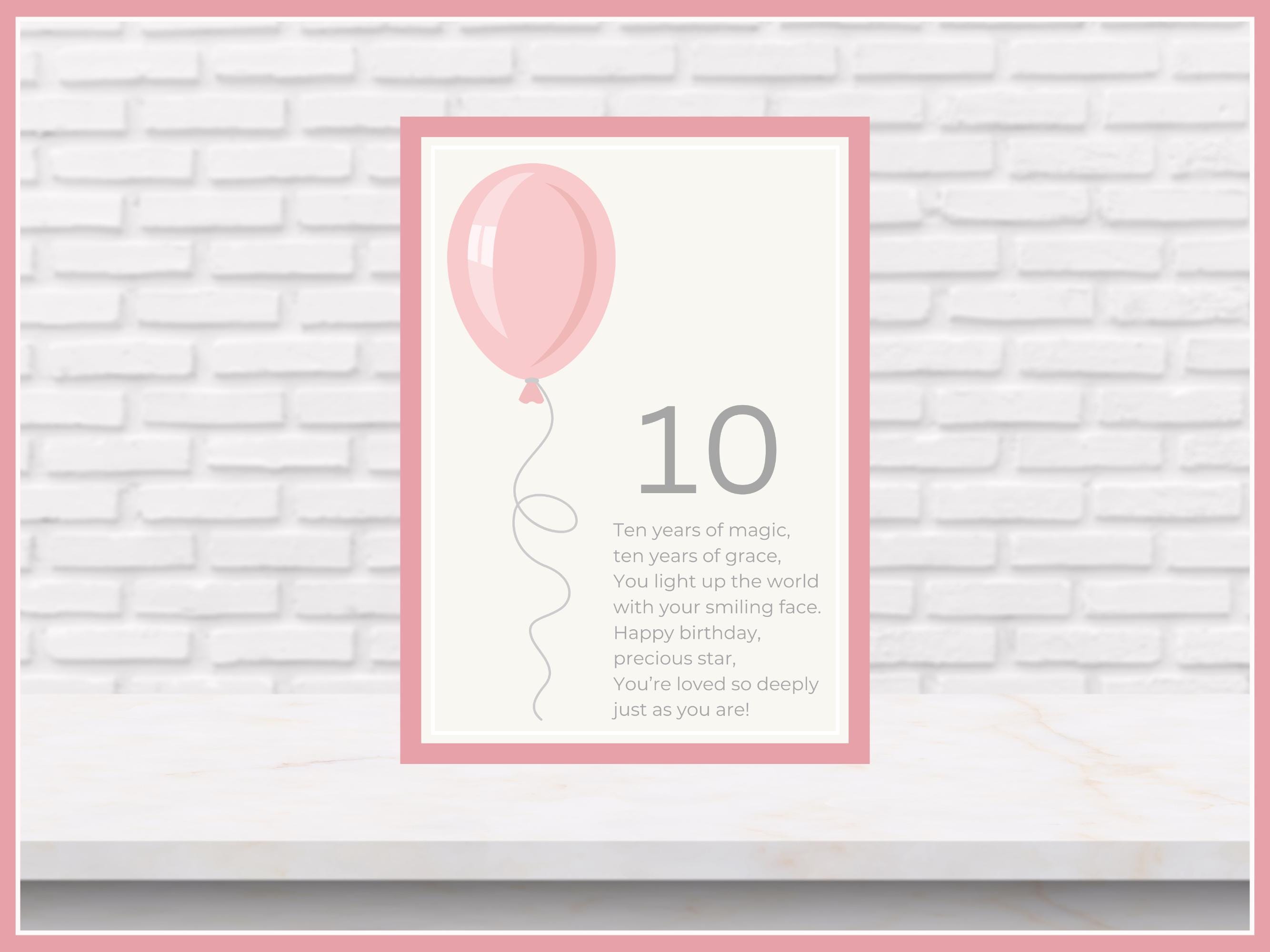 10th Birthday Poem Printable for Daughter or Granddaughter Instant ...