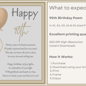 90th Birthday Poem Printable Meaningful Keepsake Gift Digital Download ...