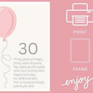 Happy 30th Birthday Poem Printable for Daughter Friend Sister Wife ...