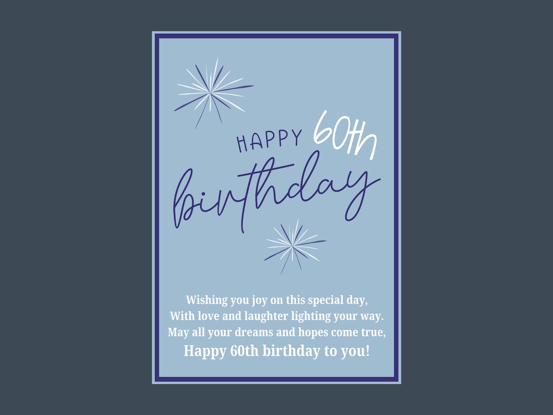 60th Birthday Poems Happy 60th Birthday Print Birthday Downloads Happy ...