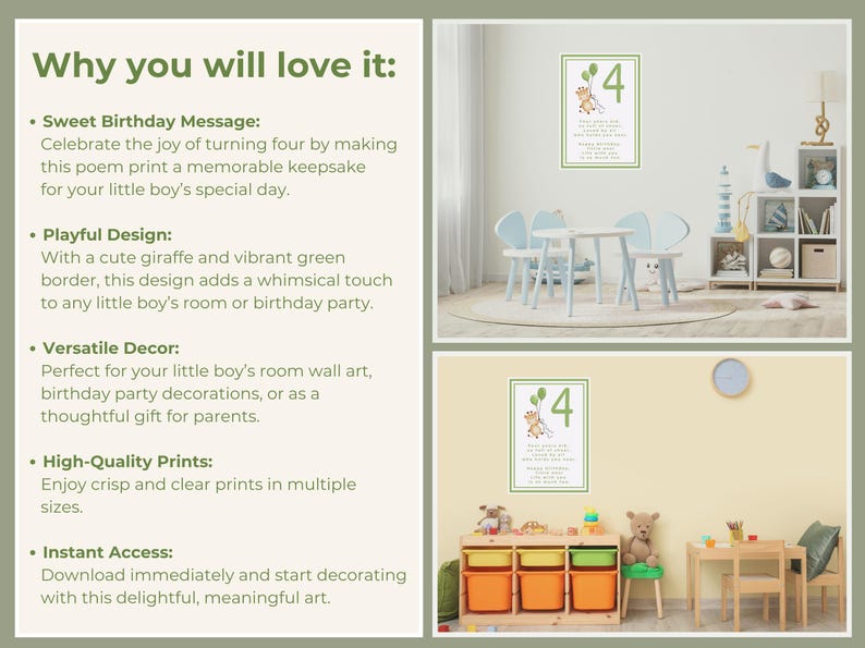 4th Birthday Poem Printable for Little Boy Perfect for Framing and ...